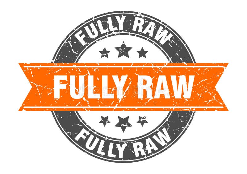 Fully Raw Round Stamp with Ribbon. Label Sign Stock Vector ...