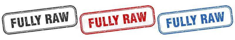 Fully Raw Square Isolated Sign Set. Fully Raw Stamp Stock Vector ...
