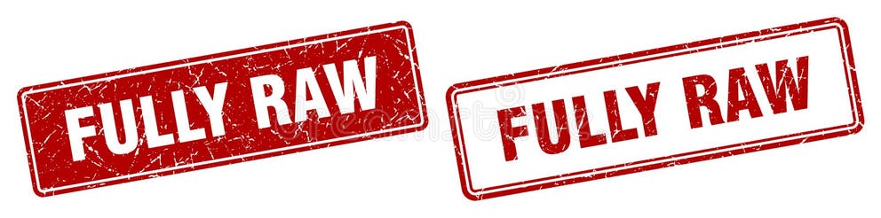 Fully Raw Stamp Set. Fully Raw Square Grunge Sign Stock Vector ...