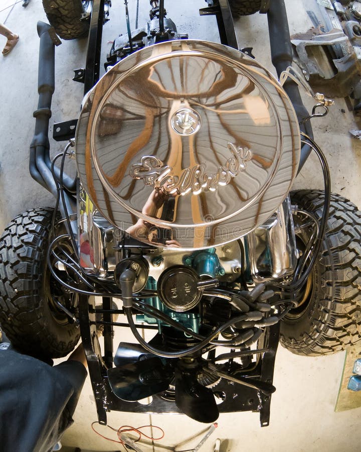 Fully Restored V8 Engine on Chassis Editorial Photography - Image of ...