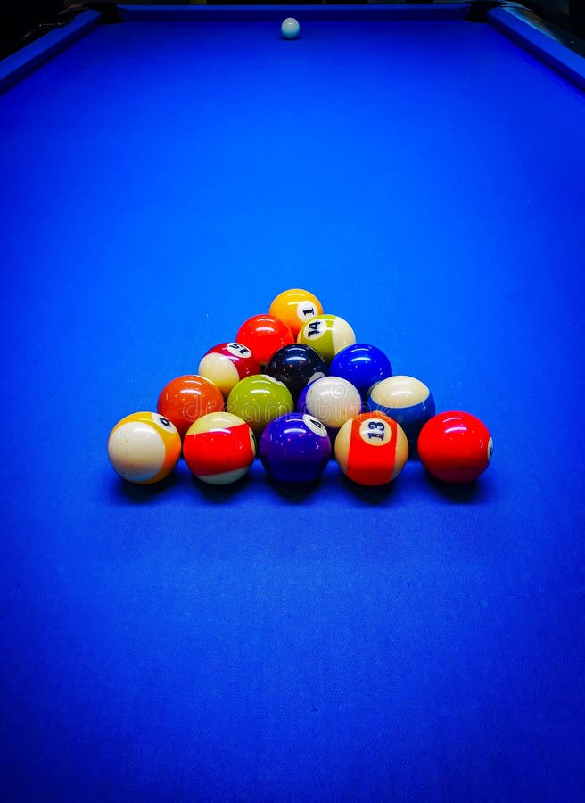 Fully Set Pool Table. Top View of Pool Table with 16 Balls Stock Photo ...
