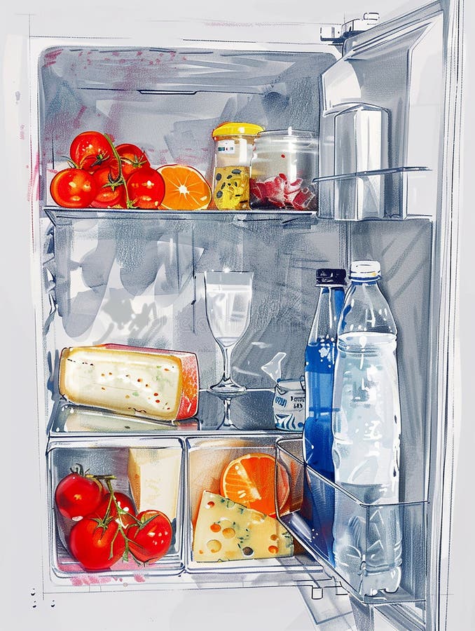 Stocked Refrigerator Stock Illustrations – 251 Stocked Refrigerator ...