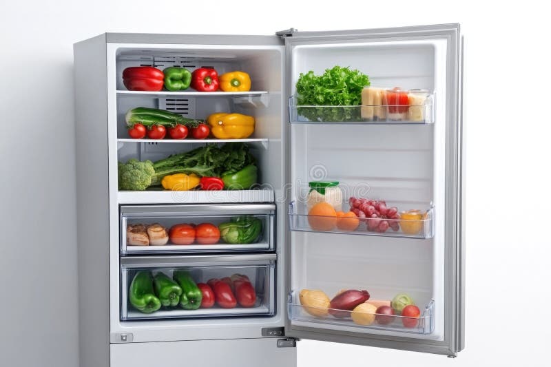 A Fully Stocked Refrigerator with Various Food Items Stock Image ...
