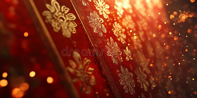 A Fully Unfocused Deep Red and Gold Chinese-Inspired Design Stock ...