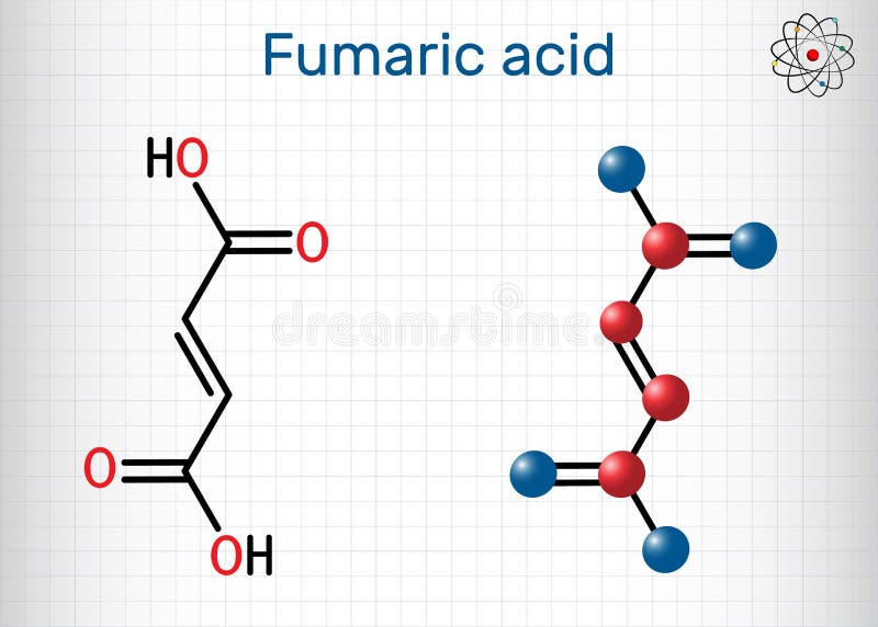 Fumaric Acid, C4H4O4, Molecule. it is Unsaturated Dicarboxylic Acid ...