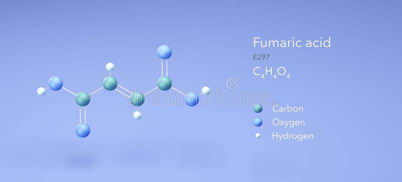 Fumaric Acid Molecular Structure, 3d Model Molecule, Food Additive E297 ...