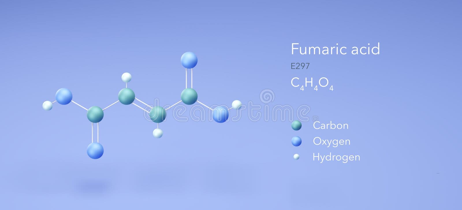 Fumaric Acid Molecular Structure 3d, Flat Model, Food Additive E297 ...