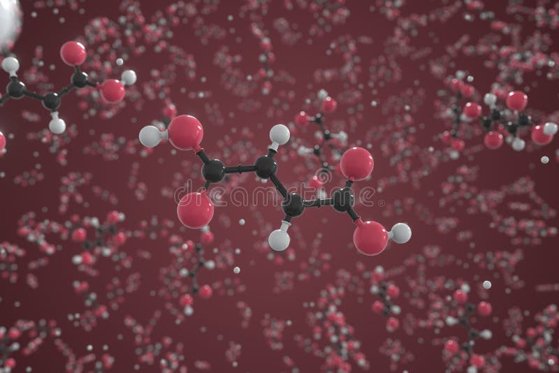 Fumaric Acid Molecule, Scientific Molecular Model, 3d Rendering Stock ...