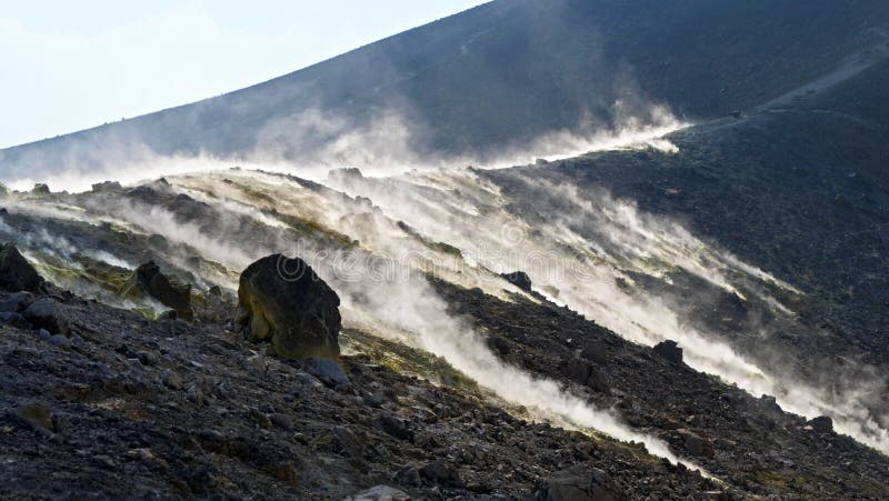 Vulcano fumarole arkivfoto. Bild av liggande, vänlig - 100784308