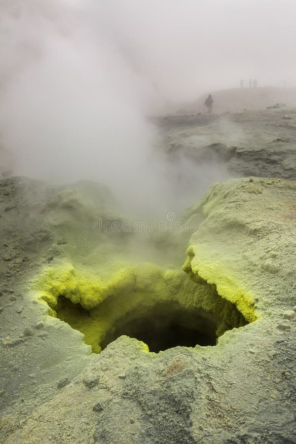 Fumarole Activity in Crater of Mutnovsky Volcano. Stock Image - Image ...