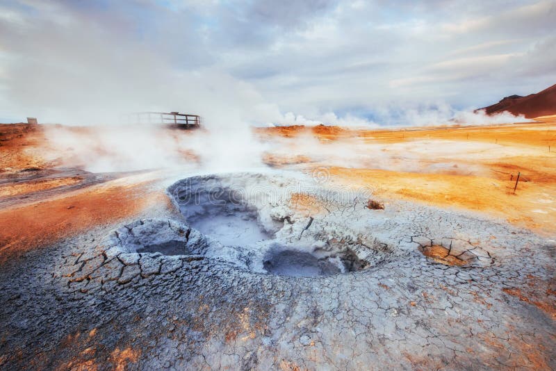 Fumarole Field in Namafjall Iceland. Stock Photo - Image of tourism ...
