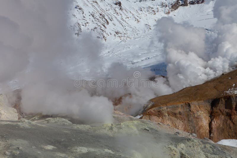 Fumaroles in the Crater Volcano Stock Image - Image of fume, lava ...