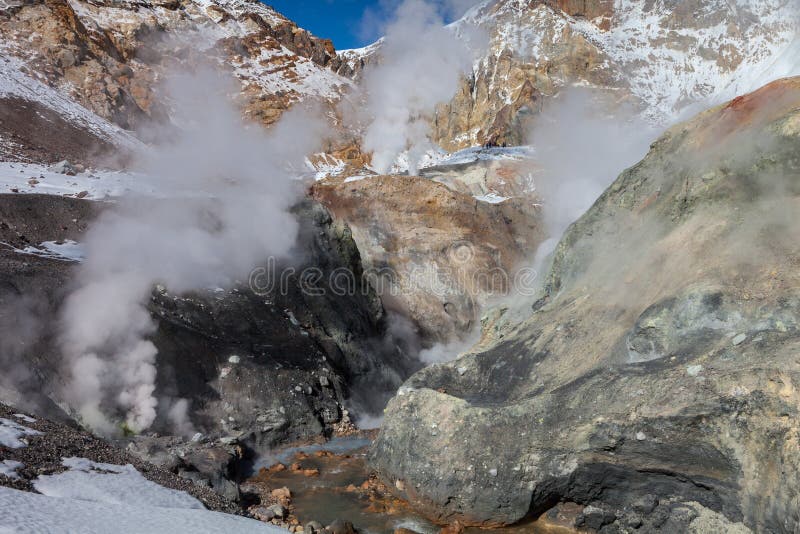 Fumaroles in the Crater Volcano Stock Image - Image of igneous, rock ...