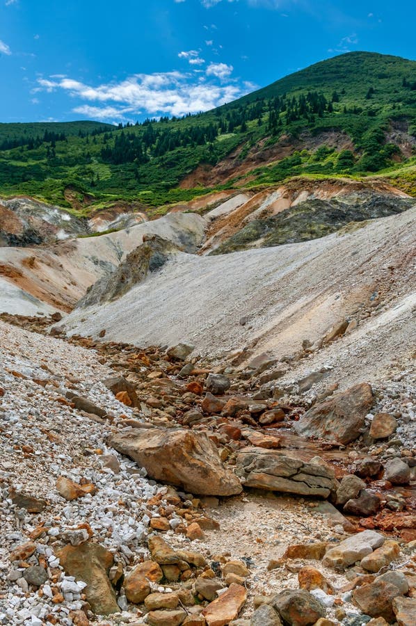 Fumarolic Field at the Mendeleev Volcano at Kunashir Island, Russia ...