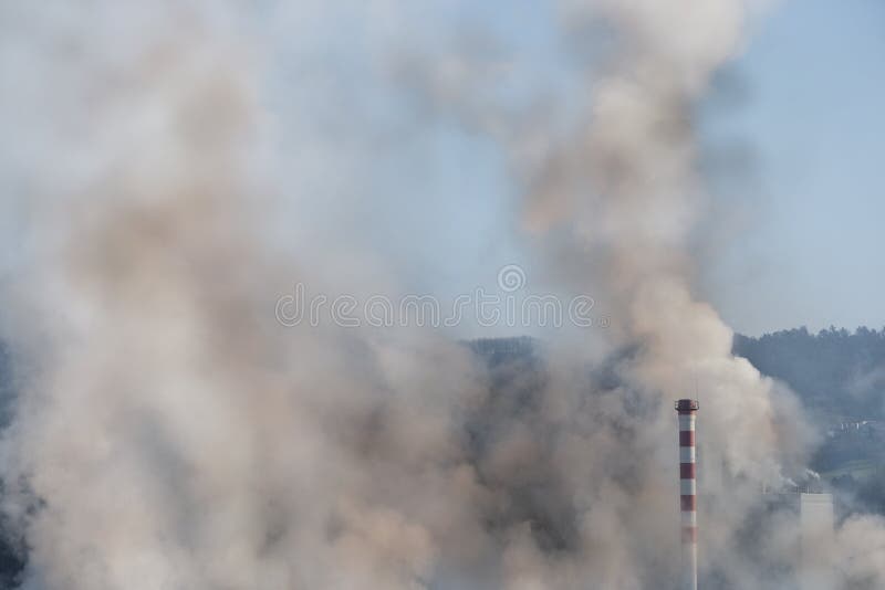 Fumes and Pollution in Factory Chimneys Stock Photo - Image of dioxide ...