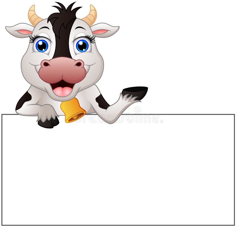 Fumetto Della Mucca Con Il Segno in Bianco Illustrazione Vettoriale ...
