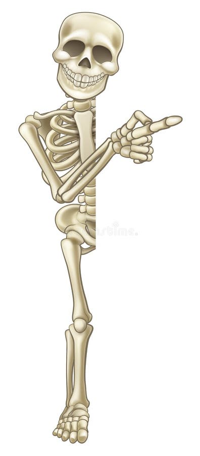 Fumetto Di Scheletro Che Indica Al Segno Illustrazione Vettoriale ...