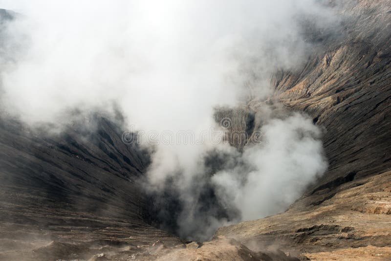 Bromo Volcano Crater in Indonesia, Java Island Stock Photo - Image of ...
