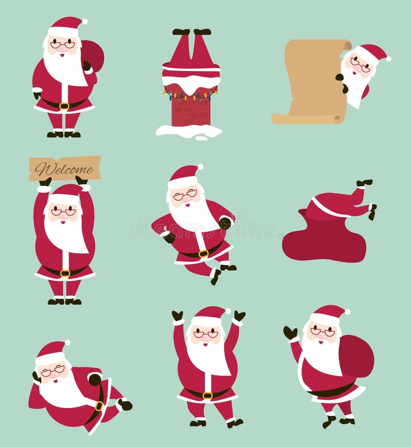 Fummy cartoon santa set stock vector. Illustration of claus - 102937340