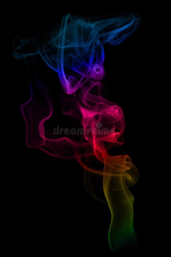 Fumo Colorato Astratto Su Sfondo Nero, Orizzontale Immagine Stock ...