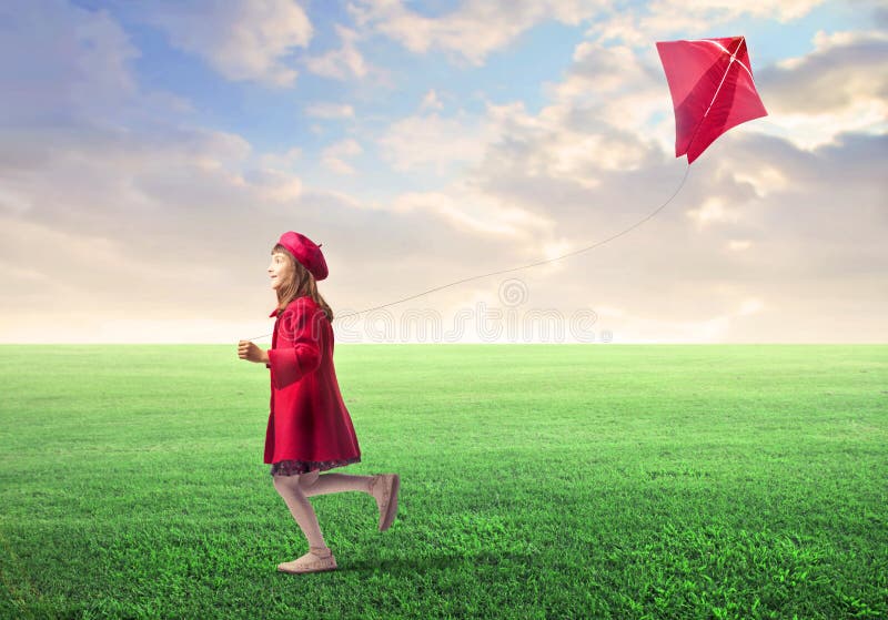 Girl Flying with an Umbrella Stock Photo - Image of umbrella, female ...