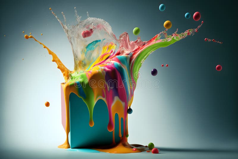 Fun Abstract Composition with Different Colorful Elements. Splashing of ...