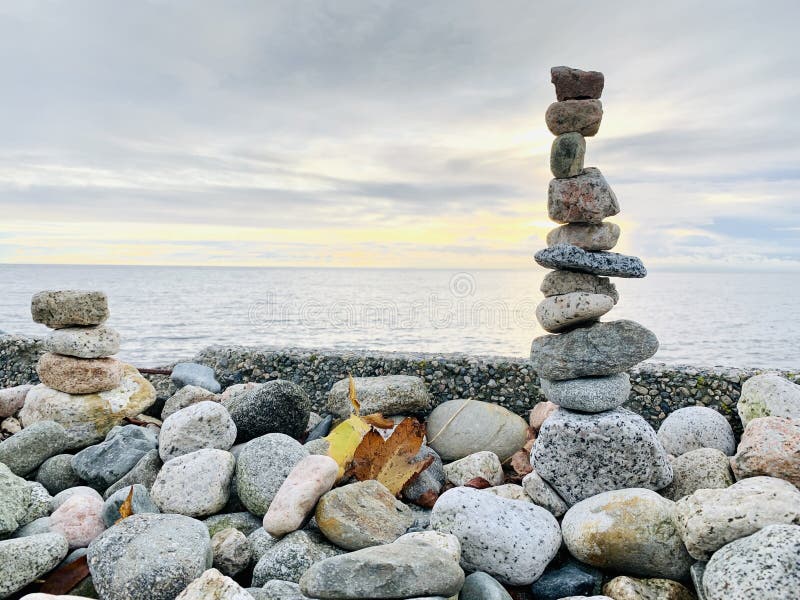 Making Beautiful Stone Balancing from Various Size Stones Stock Photo ...