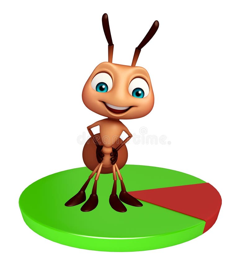 Fun Ant Cartoon Character with Circle Sign Stock Illustration ...
