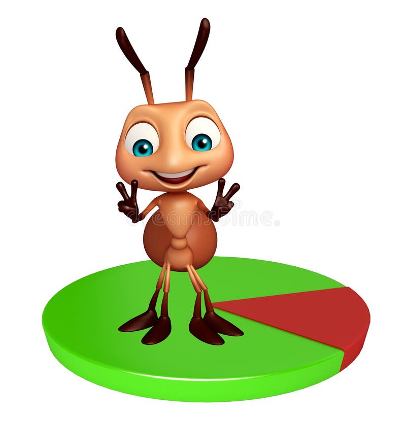 Fun Ant Cartoon Character with Circle Sign Stock Illustration ...