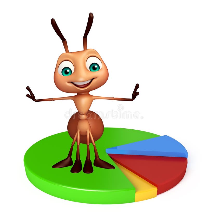 Fun Ant Cartoon Character with Circle Sign Stock Illustration ...