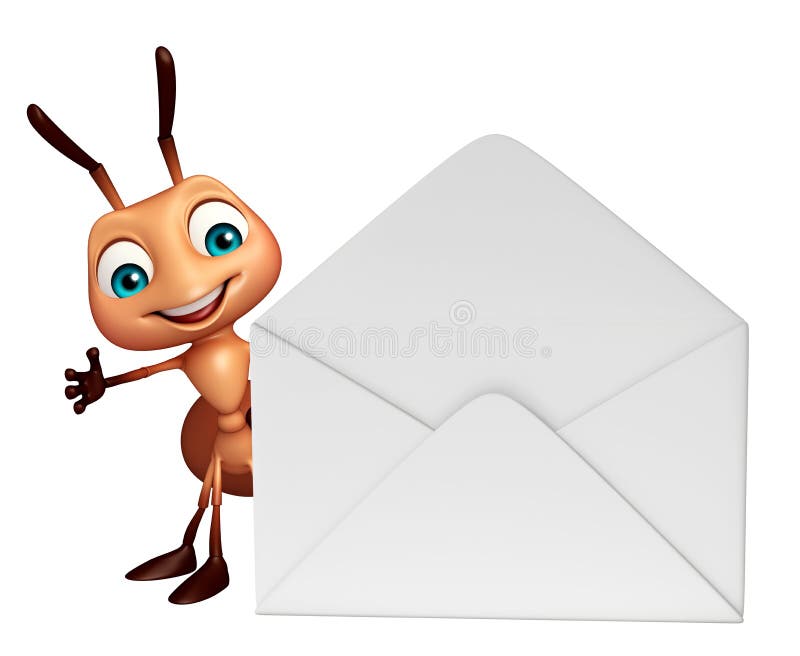 Fun Ant Cartoon Character with Mail Stock Illustration - Illustration ...