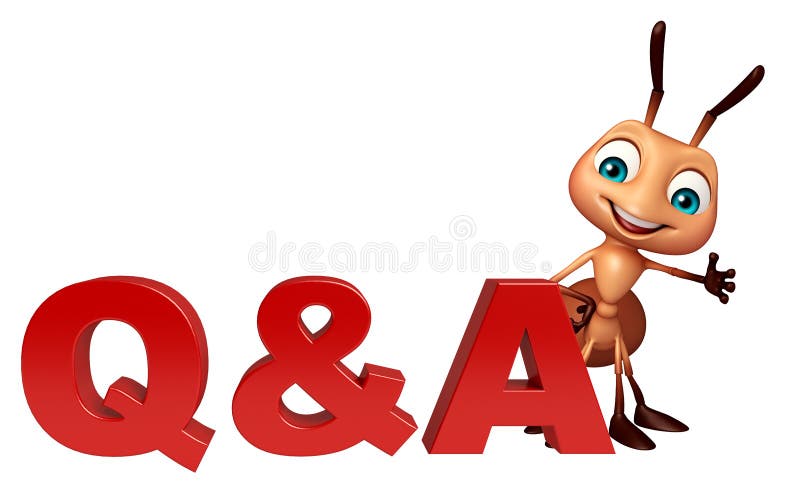 Fun Ant Cartoon Character with Q & a Sign Stock Illustration ...