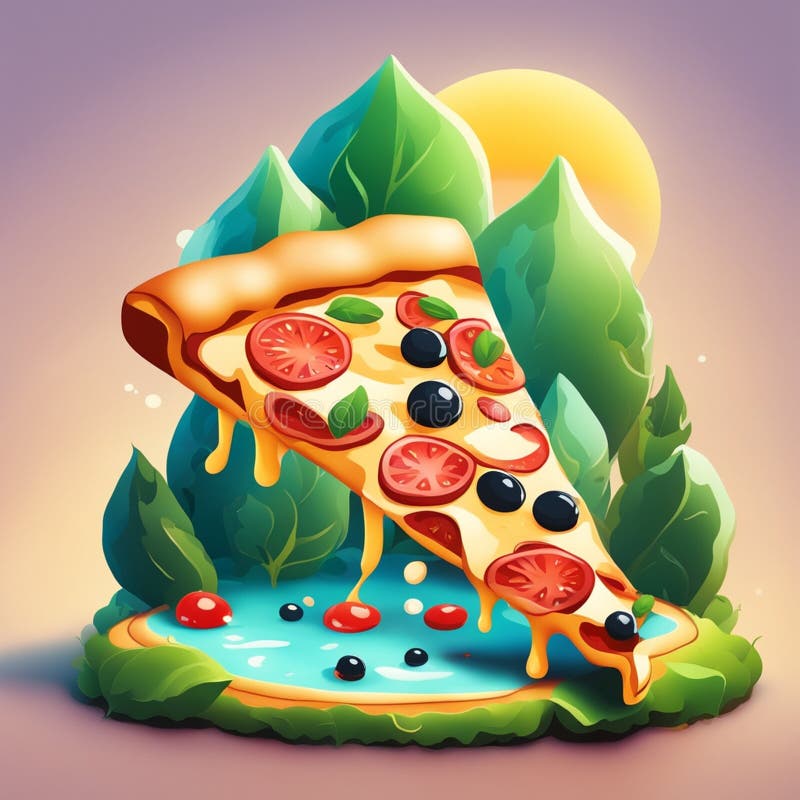 Slice of Pizza Floating Cartoon Vector Icon Illustration Stock ...