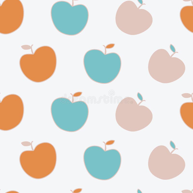 Fun Apple Seamless Pattern in Unique Colors Stock Vector - Illustration ...
