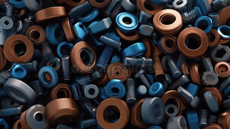 A Fun Arrangement of Nuts and Bolts in Diverse Sizes and Colors Creates ...
