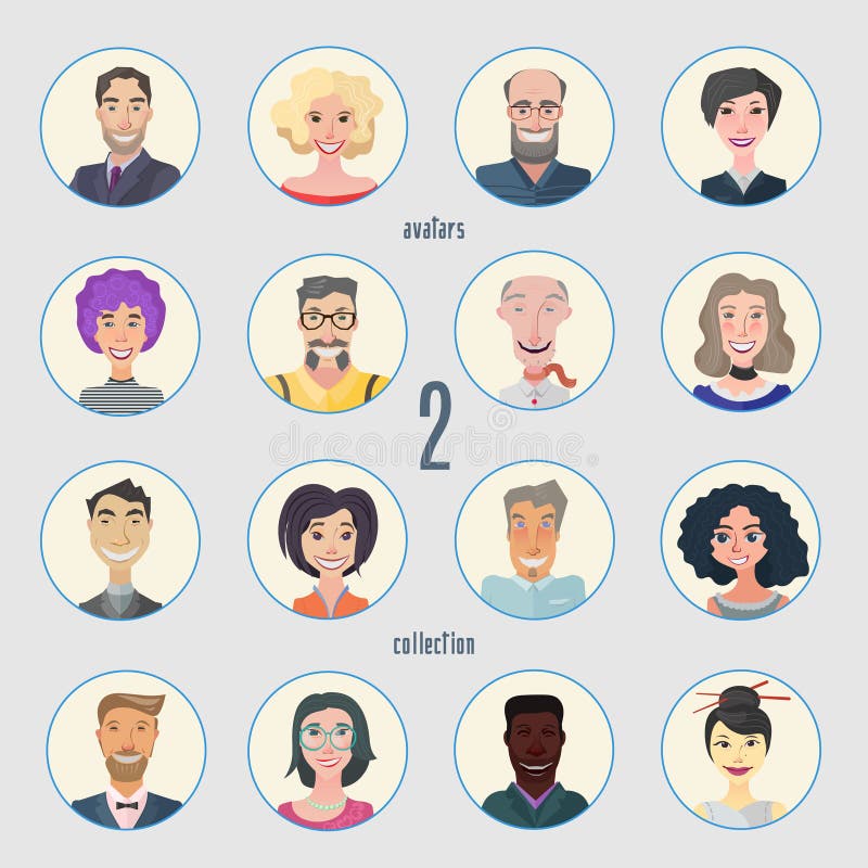 Fun avatars collection stock vector. Illustration of face - 77470874