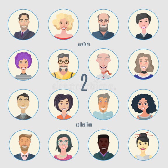 Fun avatars collection stock vector. Illustration of face - 77470874