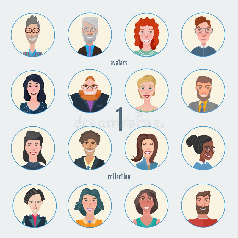 Fun avatars collection stock vector. Illustration of young - 77470920