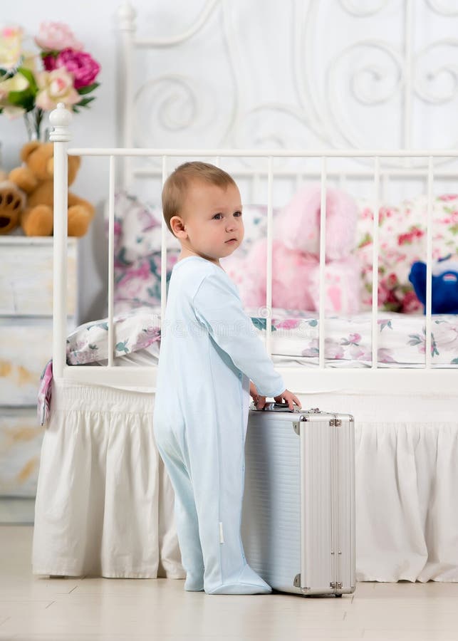 Fun baby stock image. Image of bedroom, girl, interior - 33371621