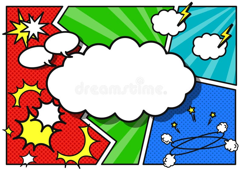 A Fun Background Frame with Cloud-shaped Speech Bubbles and Comic-style ...