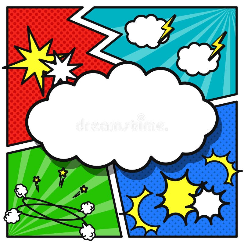 A Fun Background Square Frame with Cloud-shaped Speech Bubbles and ...
