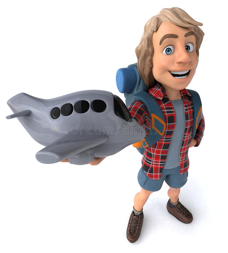 Fun backpacker cartoon guy stock illustration. Illustration of camper ...