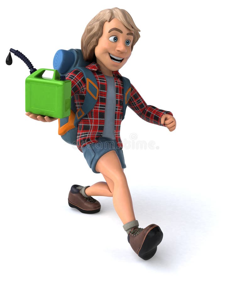 Fun backpacker cartoon guy stock illustration. Illustration of hike ...