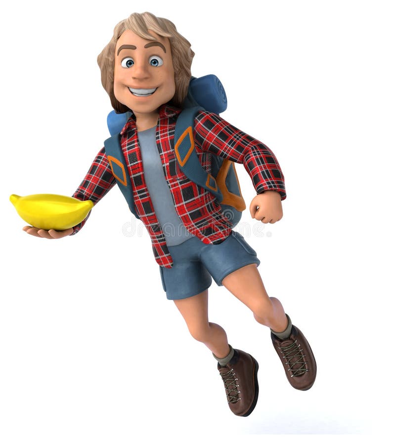Fun backpacker cartoon guy stock illustration. Illustration of ...