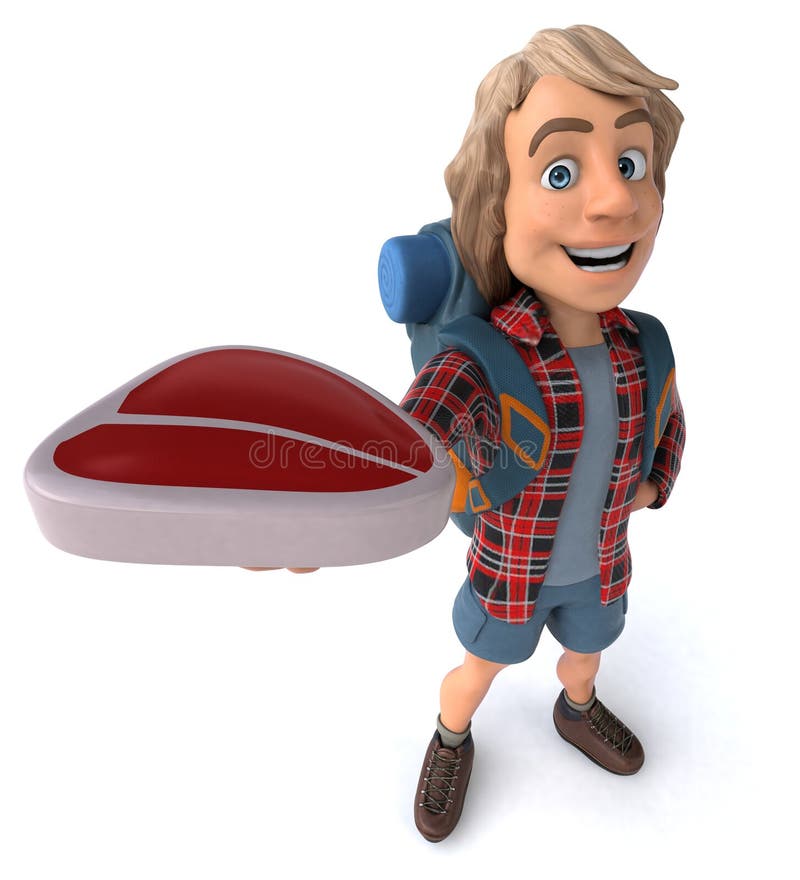 Fun backpacker cartoon guy stock illustration. Illustration of freedom ...