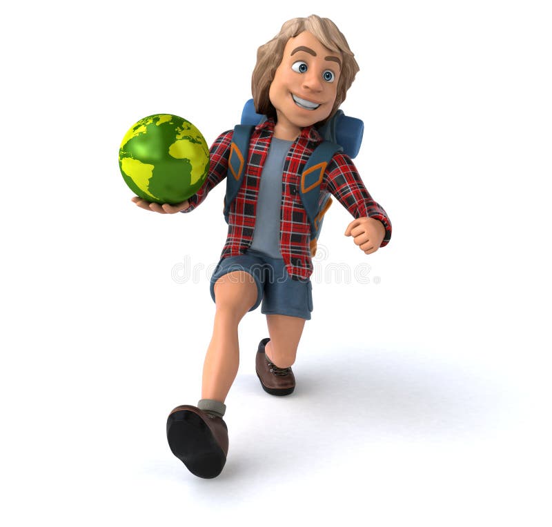 Fun backpacker cartoon guy stock illustration. Illustration of outdoor ...