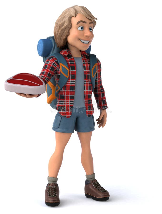 Fun backpacker cartoon guy stock illustration. Illustration of freedom ...