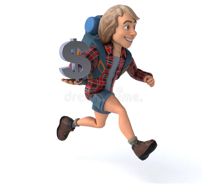 Fun backpacker cartoon guy stock illustration. Illustration of ...