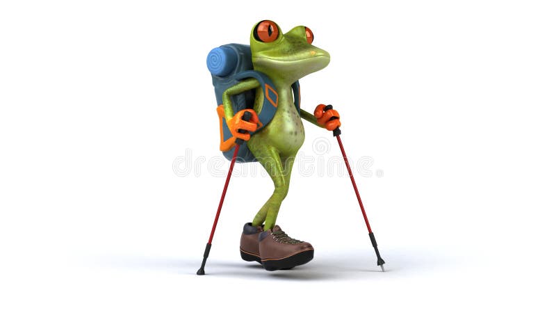 Fun Backpacker Frog Walking - 3D Animation Stock Footage - Video of ...