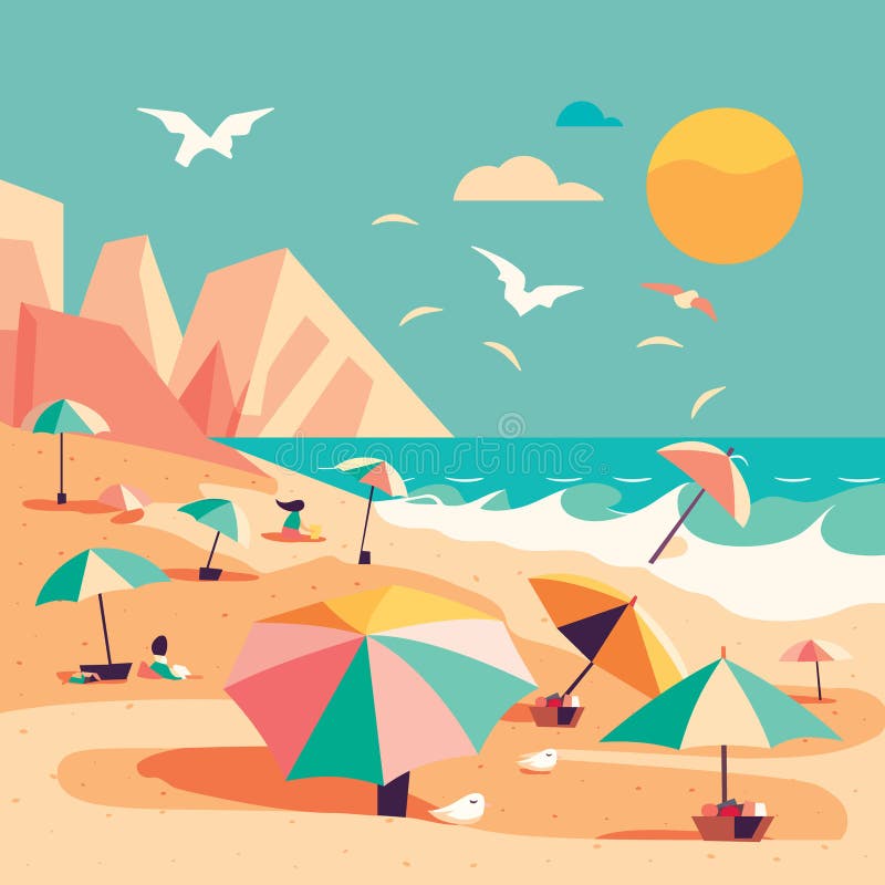 Fun Beach Illustration stock photo. Image of vacation - 277987272